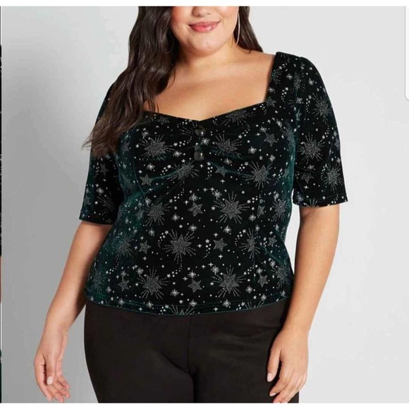 Modcloth | Tops | Modcloth X Collectif Dark Emerald Green Velour ...